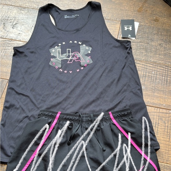 Under Armour | Shirts & Tops | Nwt Under Armour Black Logo Tank Girls ...
